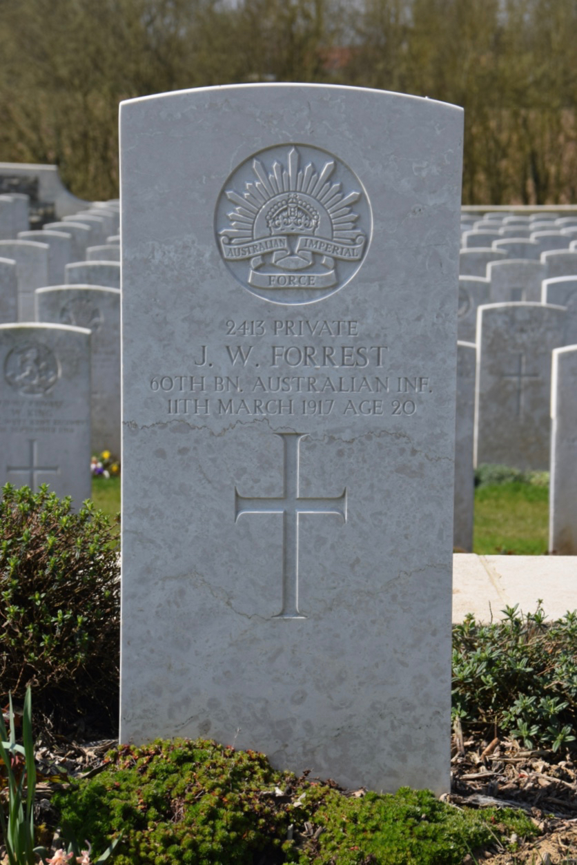 FORREST John Walter – Bendigo Remembers those who died in World War One